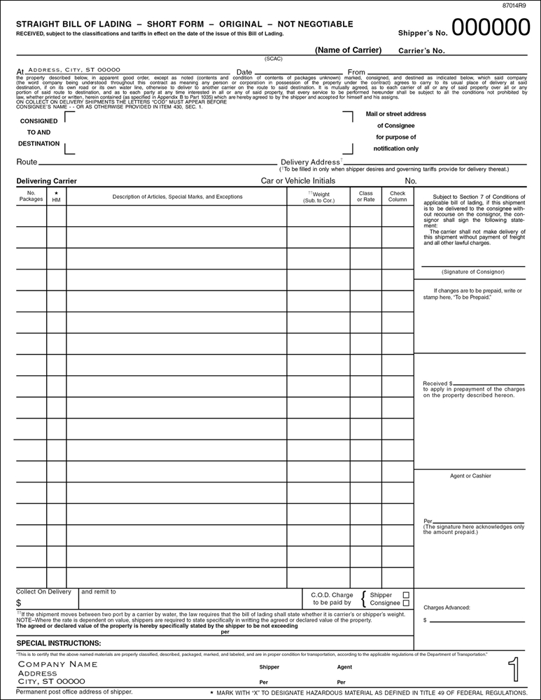 Shop Taylor - 8-1/2" x 11" 3-Part Carbonless Snap Glue Line Set - Bill Of Lading